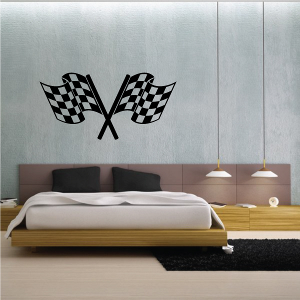 Checkered Flag Wall Decal - Vinyl Decal - Car Decal - CF08021