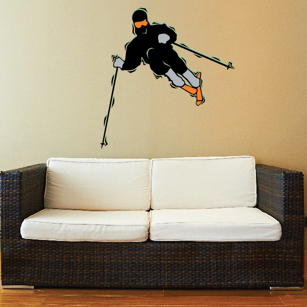 Skiing Wall Decal - Vinyl Sticker - Car Sticker - Die Cut Sticker ...