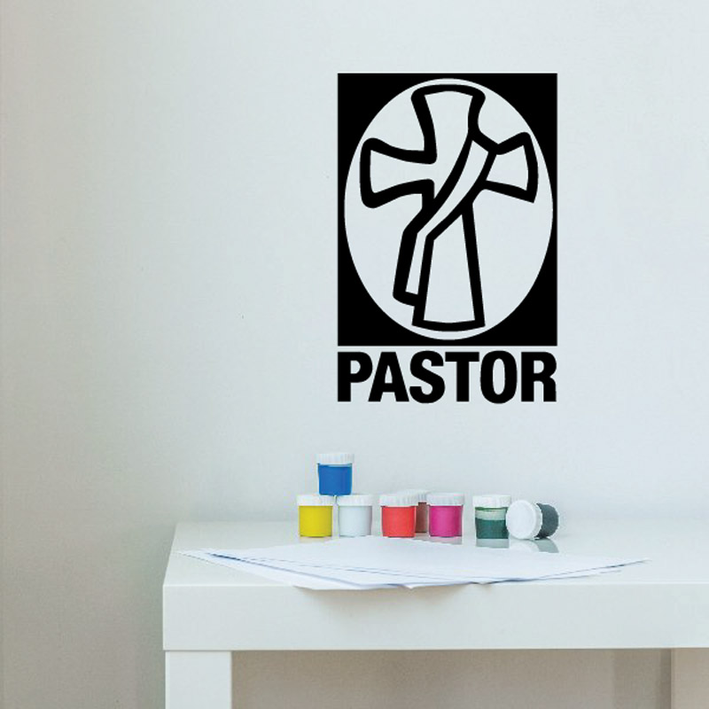 Pastor Cross with Outlined Sash and Separate Text Decal