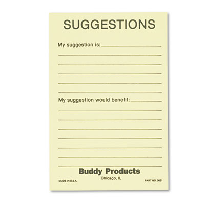 BDY5621 Suggestion Box Cards, 4x6, Yellow, 50 Cards/Pk