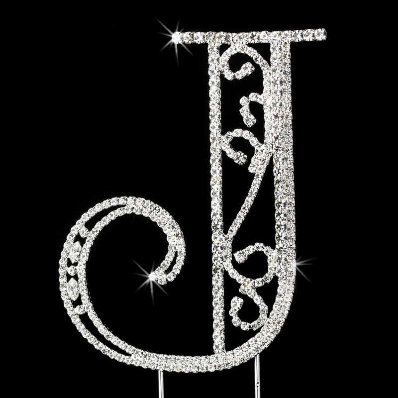 Romanesque ~ Swarovski Crystal Wedding Cake Topper ~ Letter J