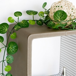 Trista - [Tan & LightGrey Strip] Square Leather Wall Shelf / Bookshelf ...