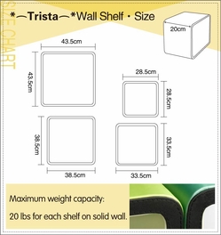 Trista - [Camel Tan] Square Leather Wall Shelf / Bookshelf / Floating ...