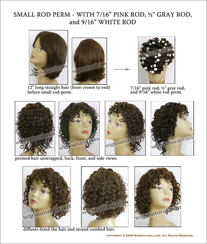 Small Rod Perm - with 7/16” Pink rod, ½” Gray rod, and 9/16” White rod