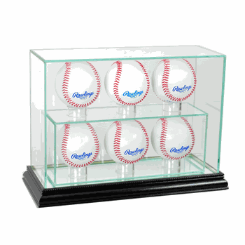 Perfect Cases 6 Upright Baseball Display Case - Black - Baseball Cases