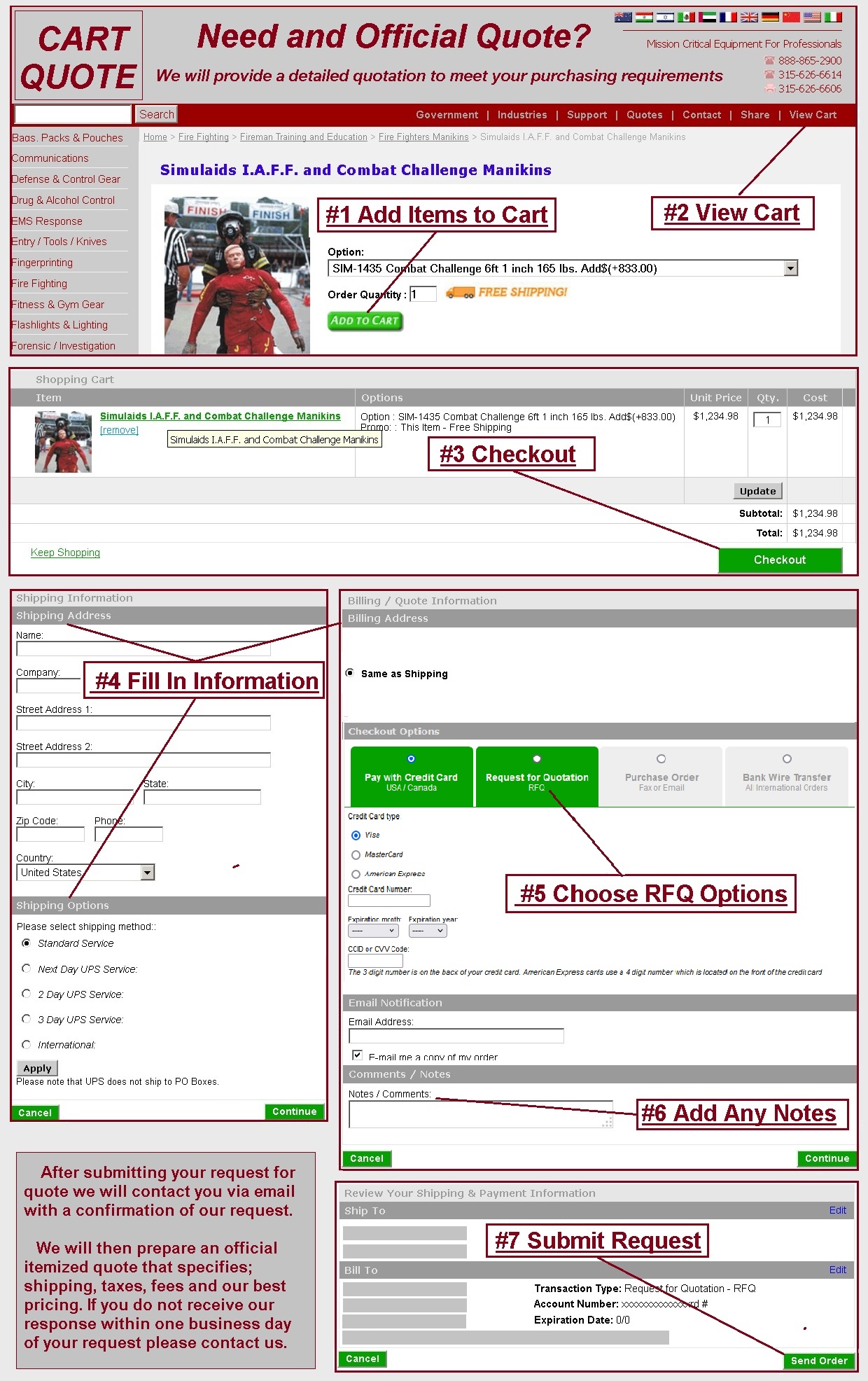 Easy to Use Our "Cart Quote" System
