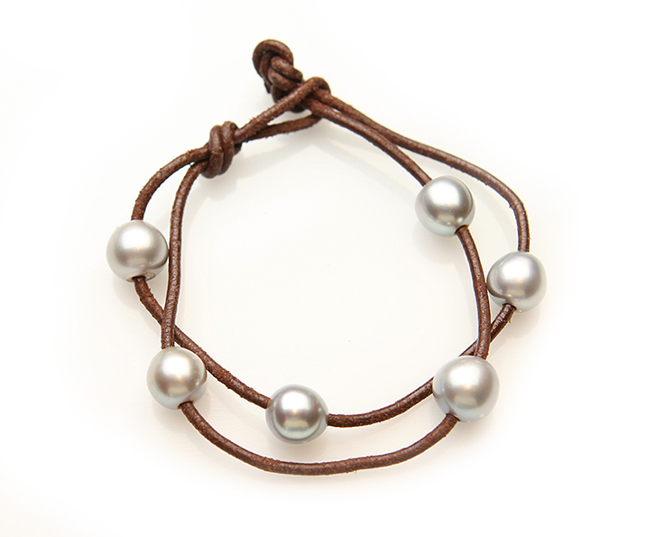 Pearl Leather Bracelet St. Barts Style | American Pearl