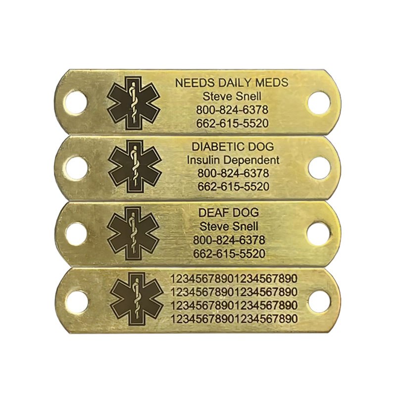 Puppy MEDICAL ALERT Brass 5/8" Laser Engraved ID Plate with Rivets. $9.99.