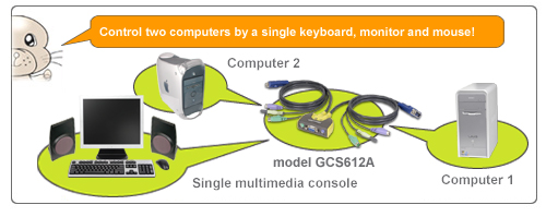 GCS612A - IOGEAR MiniView 2-Port VGA PS/2 KVM Switch w/Audio & Built-In ...