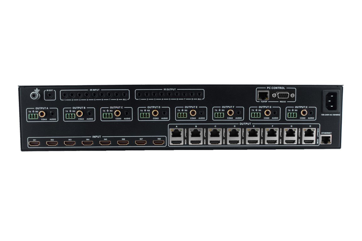 HDR-8X8-XTS - 4K HDBaseT 8x8 HDMI Matrix with POE