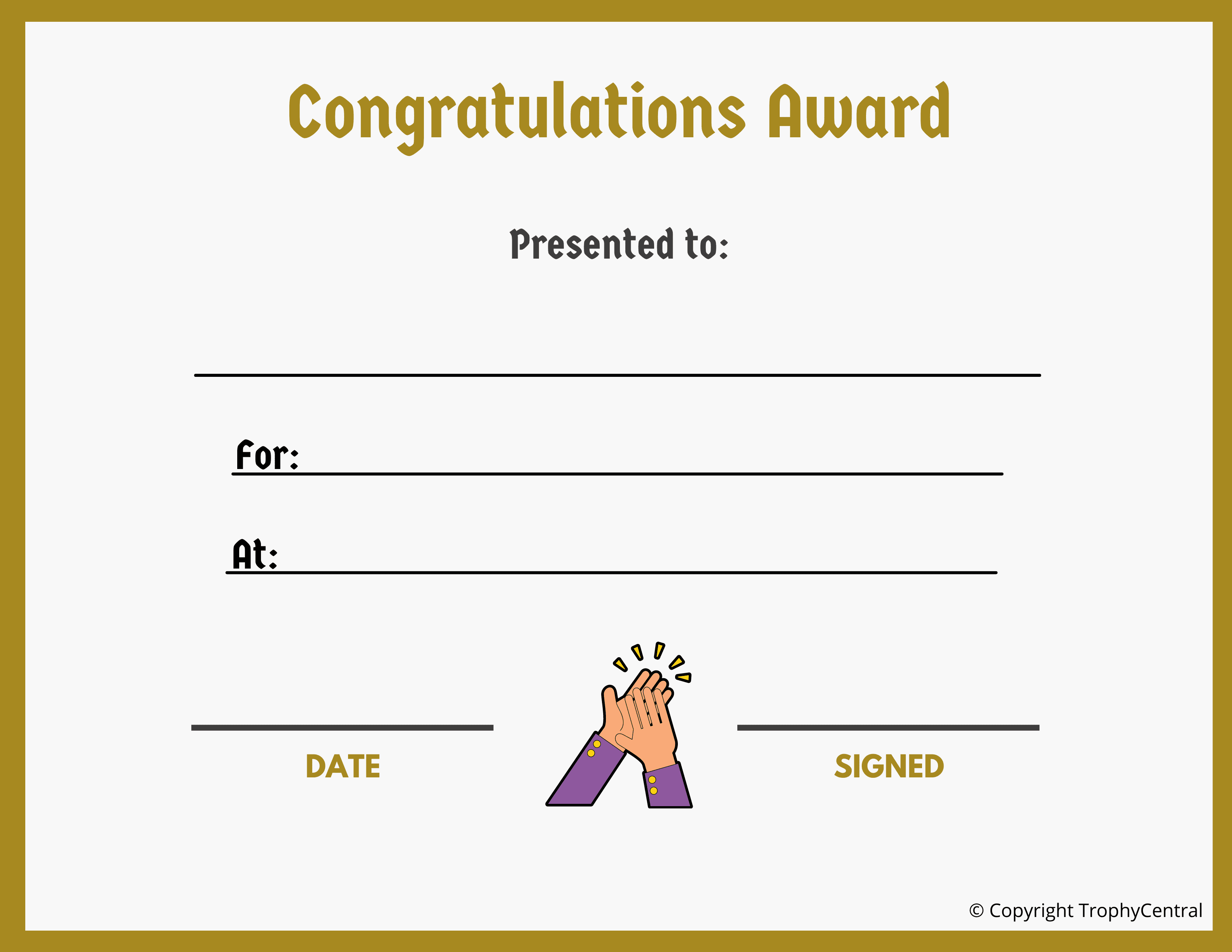 Free Congratulations Certificate Template | TrophyCentral