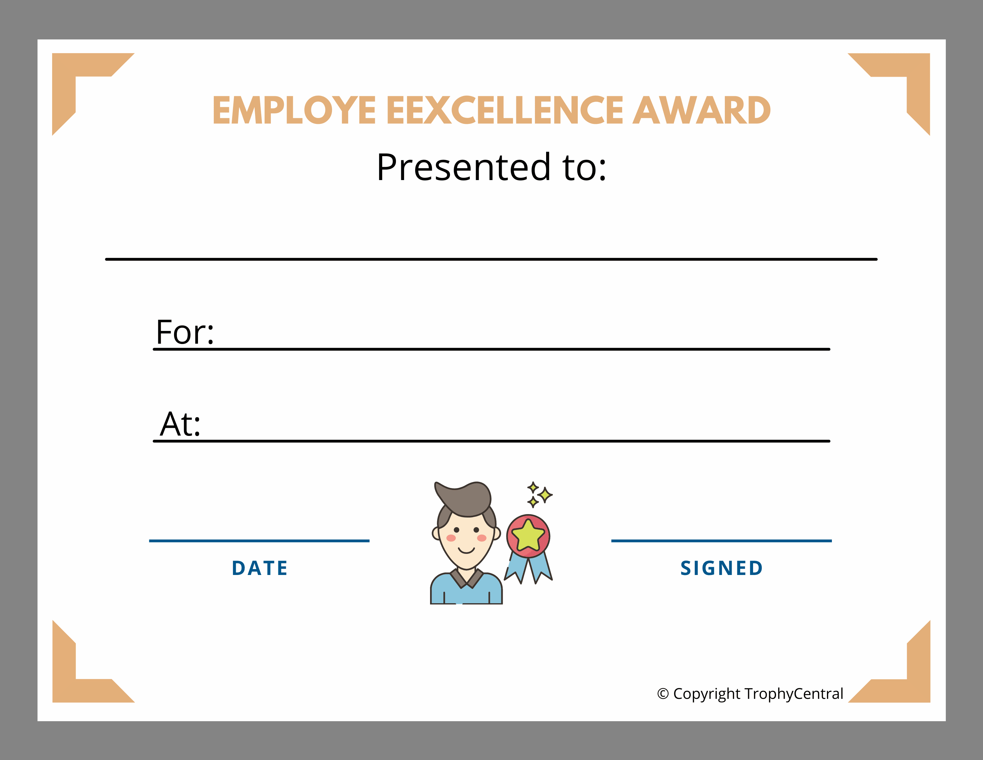 Free Employee Excellence Award Certificate Template | TrophyCentral
