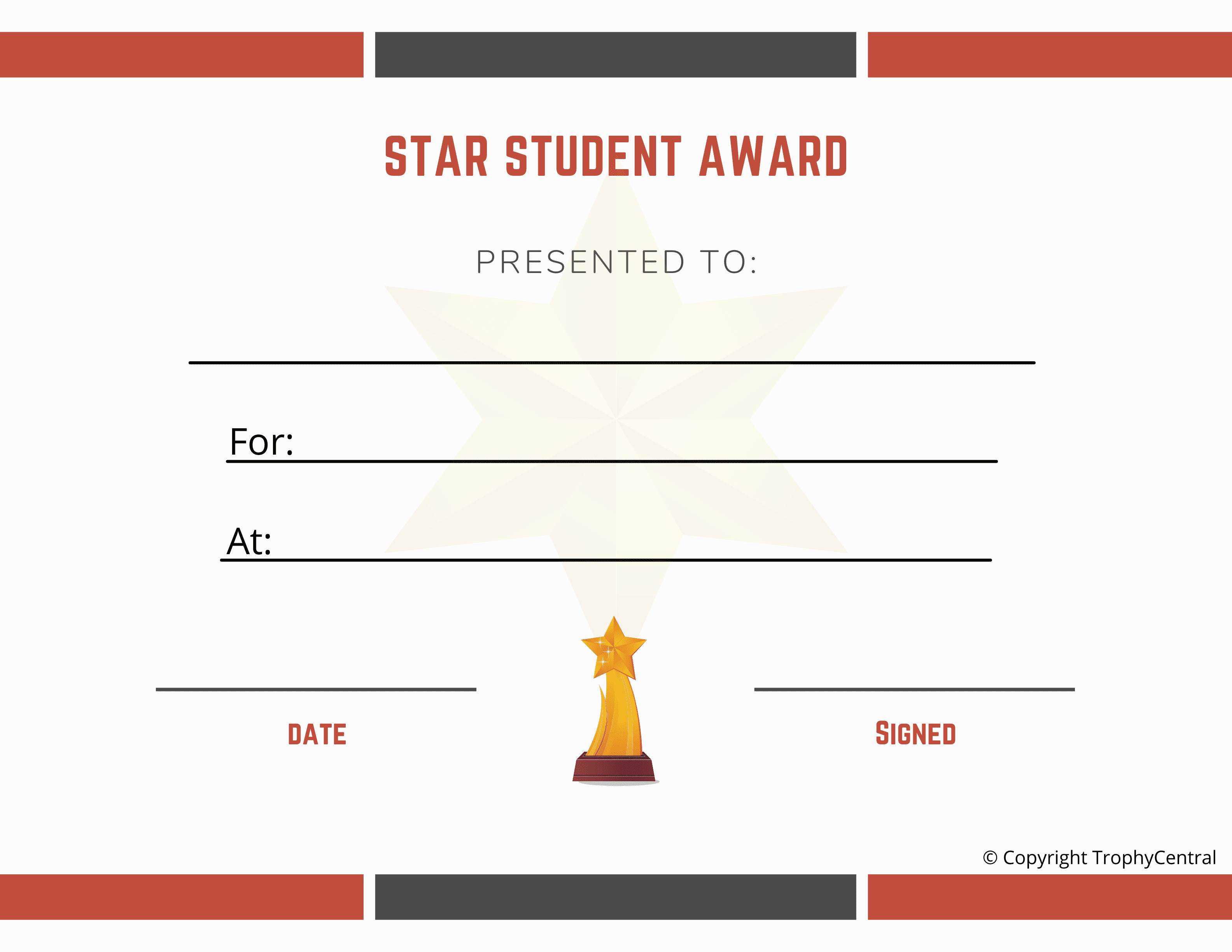 Star Student Award Printable
