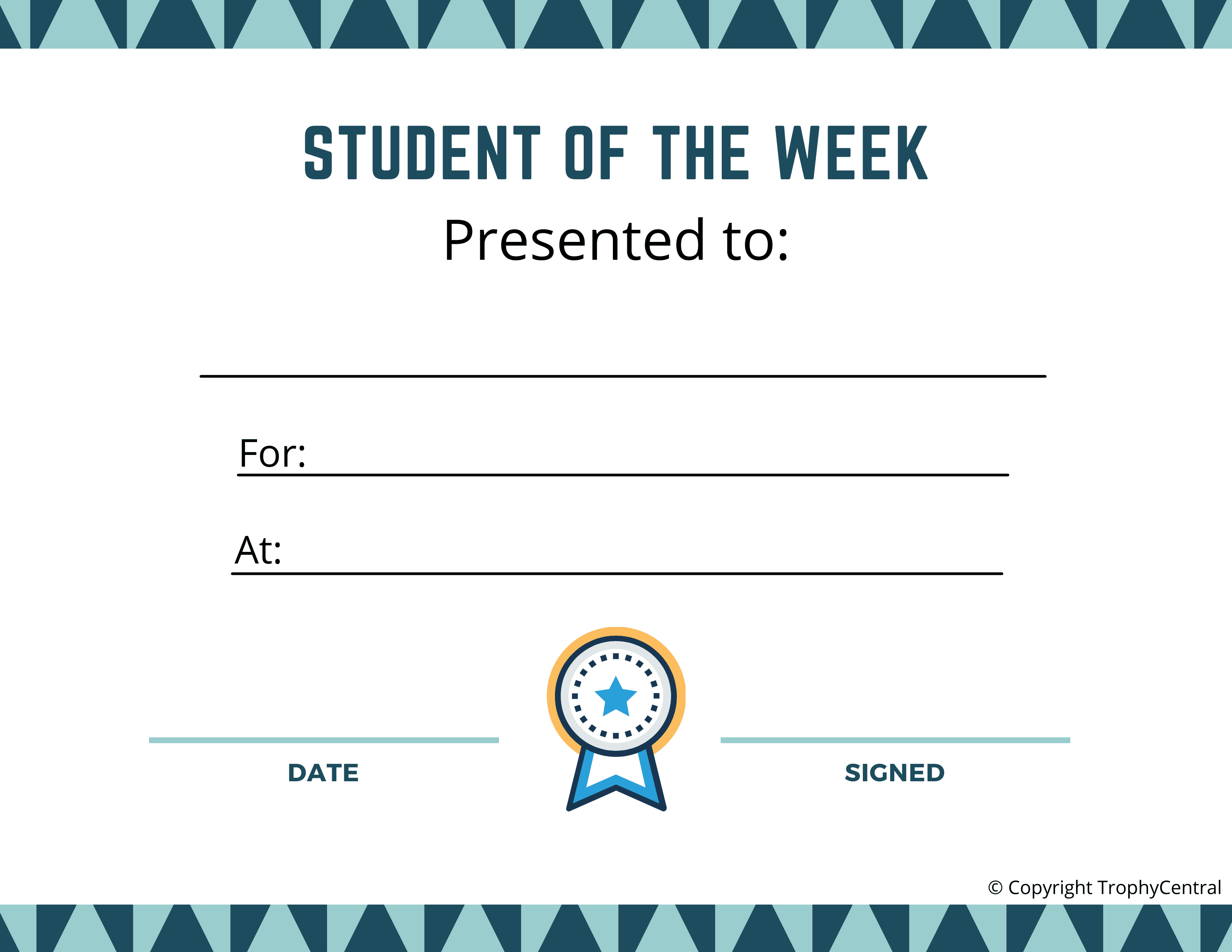 Free Student of the Week Certificate Template | TrophyCentral