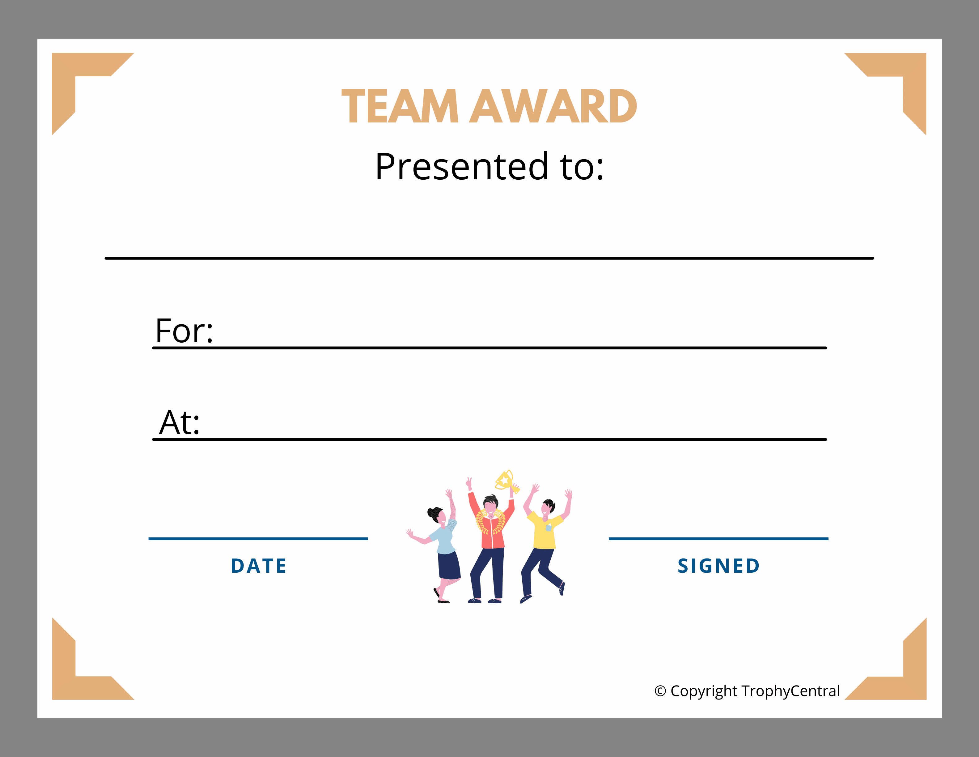 Free Team Award Certificate Template | TrophyCentral