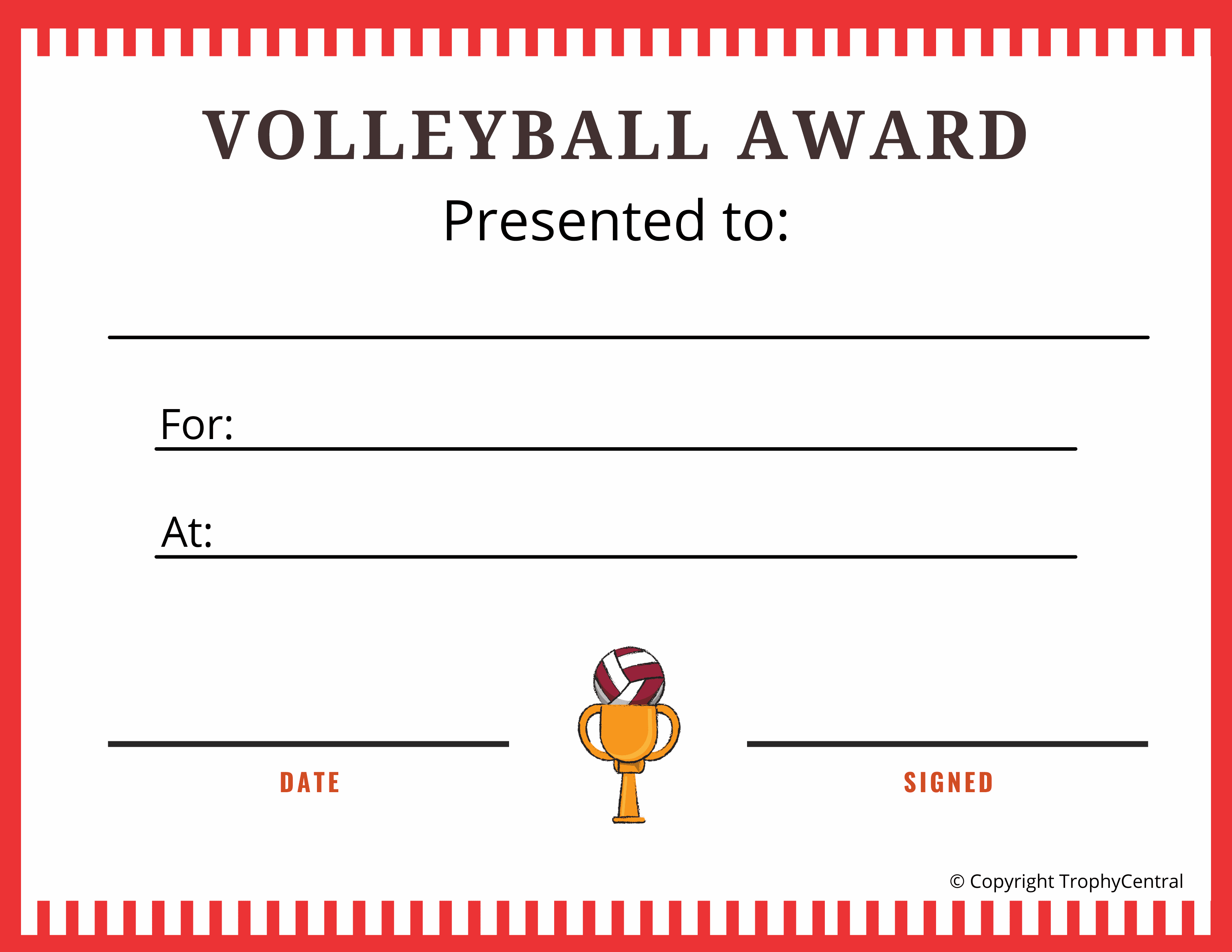 Volleyball Certificate Templates