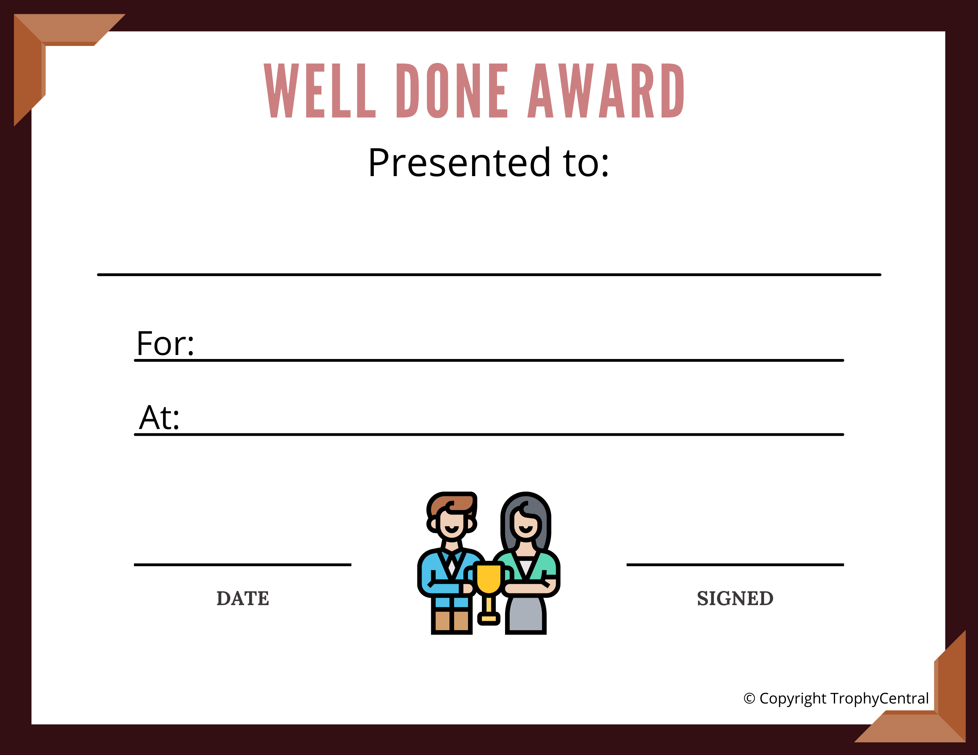 Free Well Done! Certificate Template | TrophyCentral