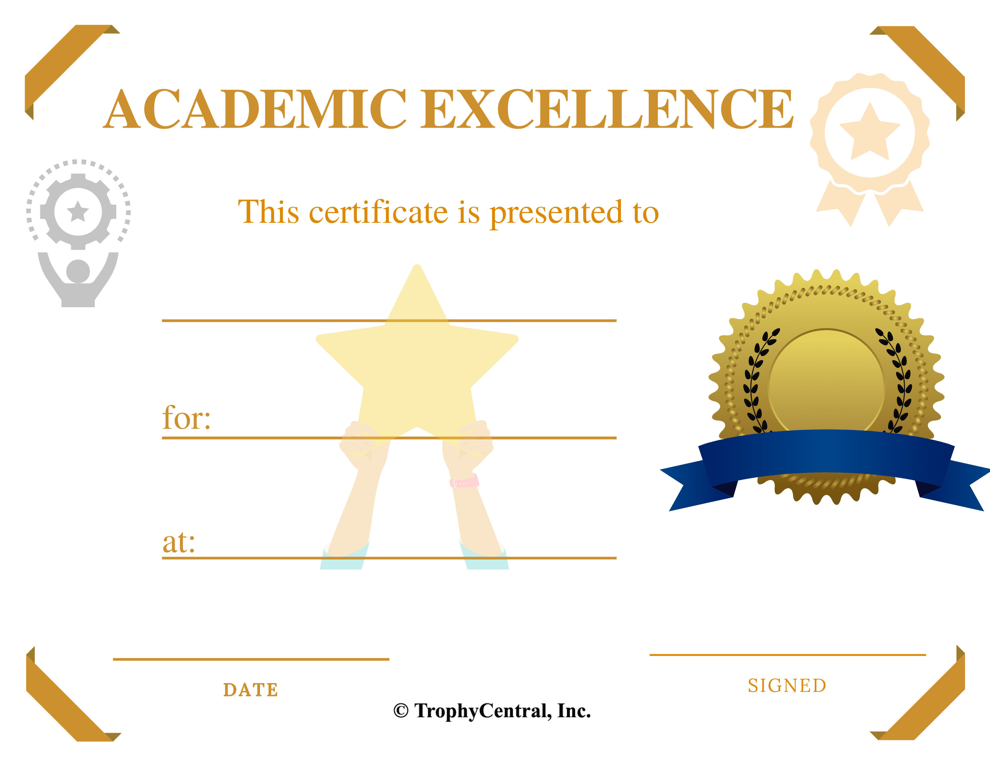 Free Academic Excellence Certificate Template | TrophyCentral