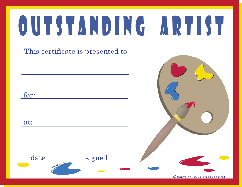 Art Award Certificate Template