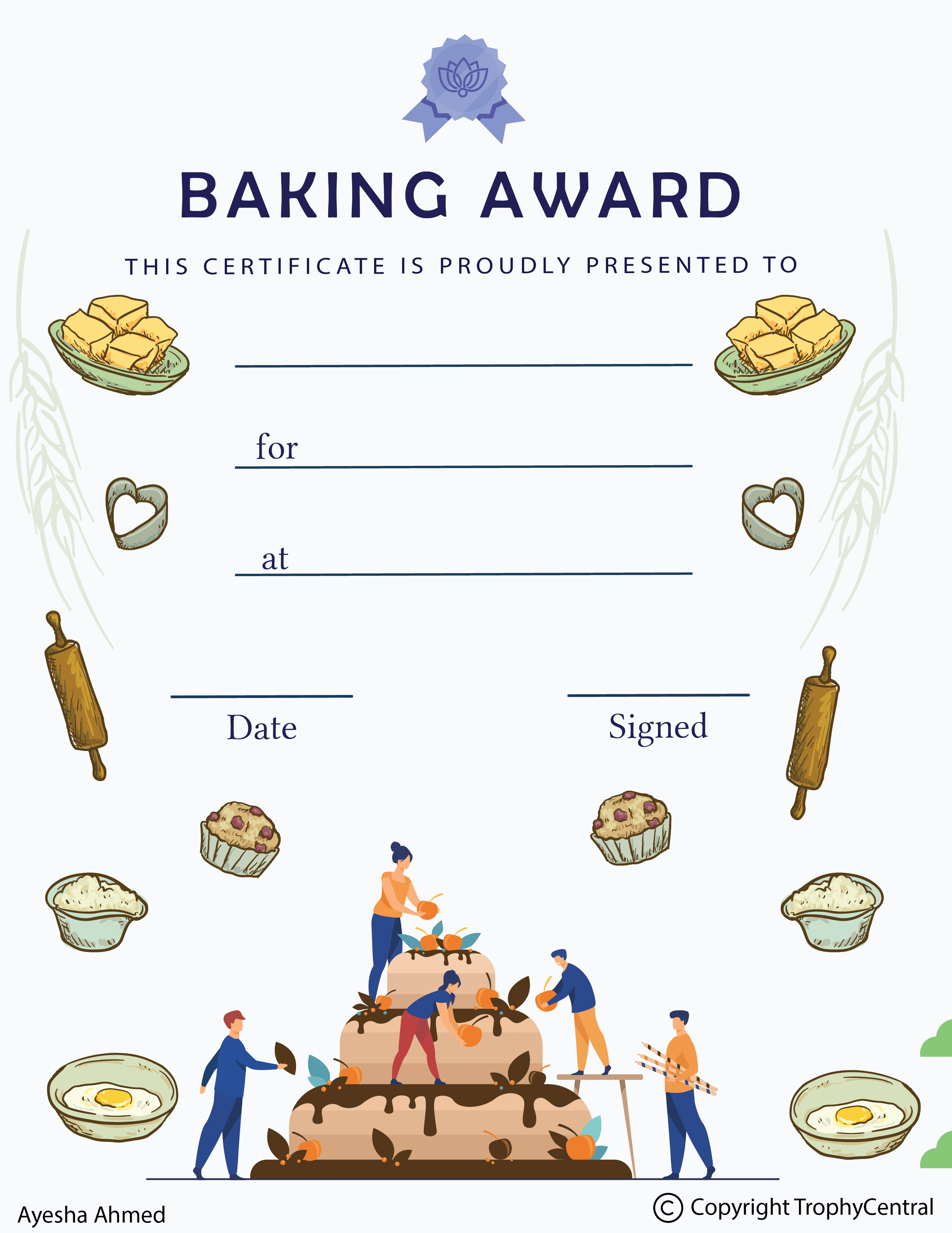Free Baking (Bake-Off) Award Certificate Template | TrophyCentral
