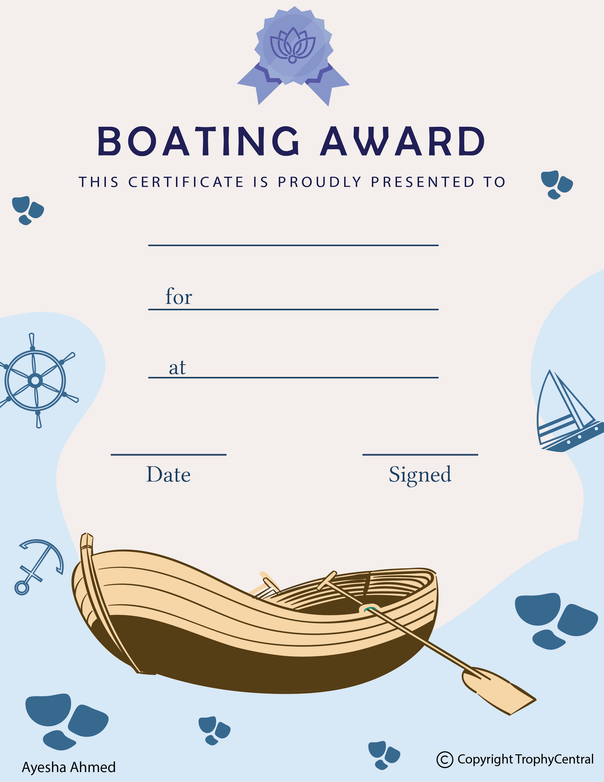 Free Boating Certificate Template | TrophyCentral