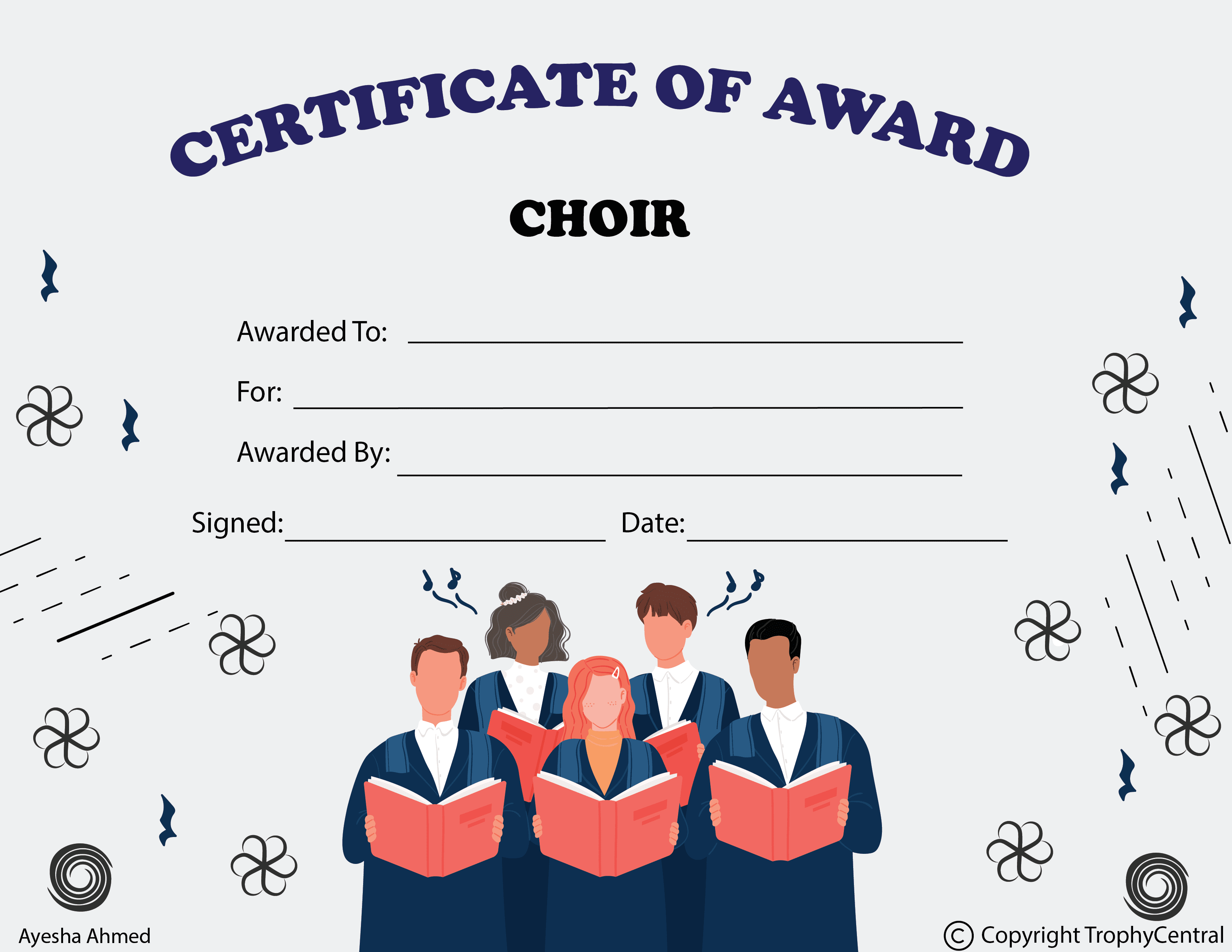 Free Choir Certificate Template | TrophyCentral
