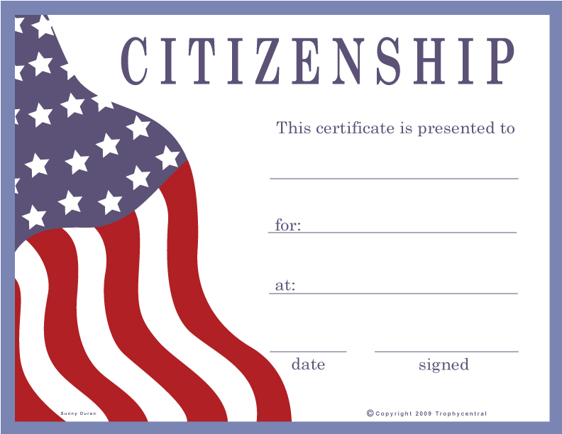 Free Citizenship Certificates, Certificate Free Citizenship