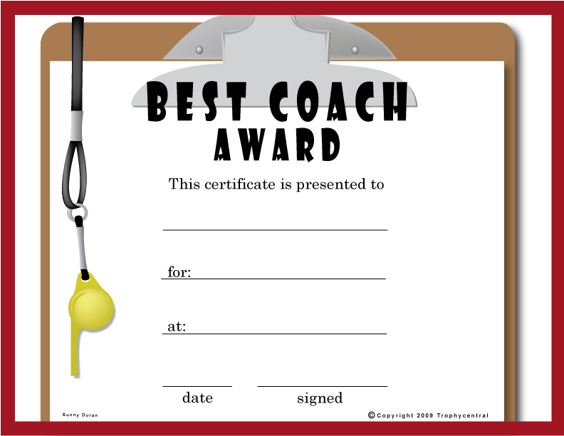 Free Coach Certificates, Certificate Free Coach