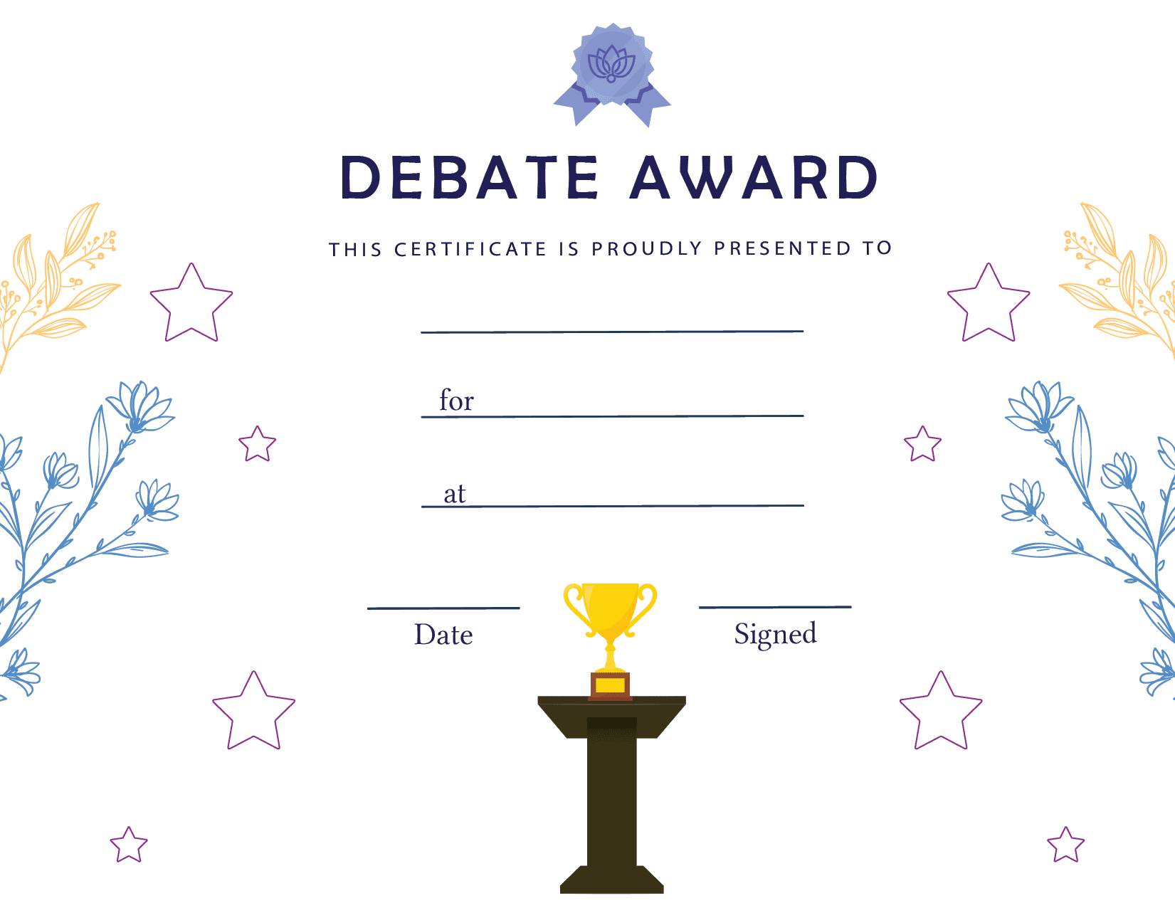 Debate Award Template, Debate Certificate | Trophy Central