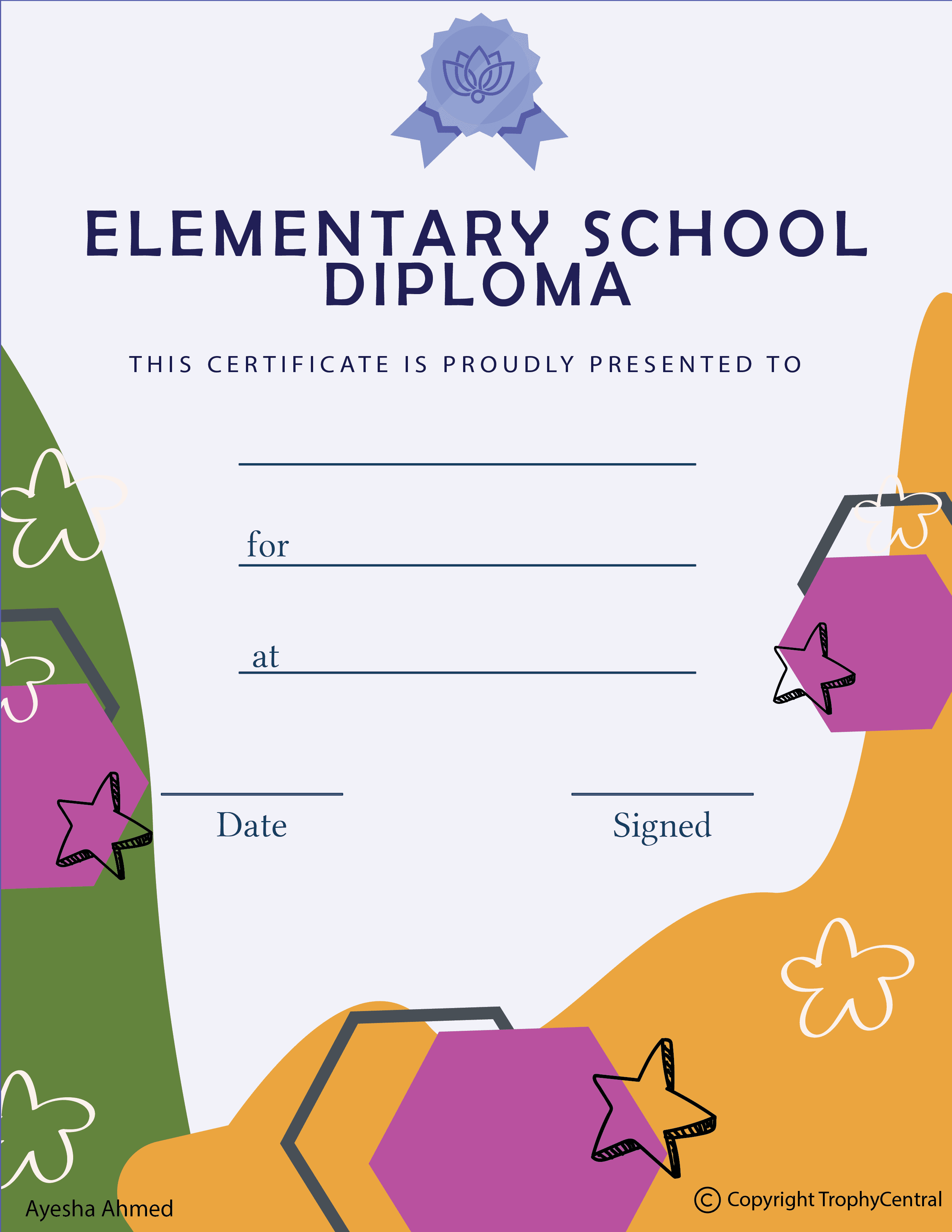Elementary School Diploma Grade School Diploma Printing Graduation