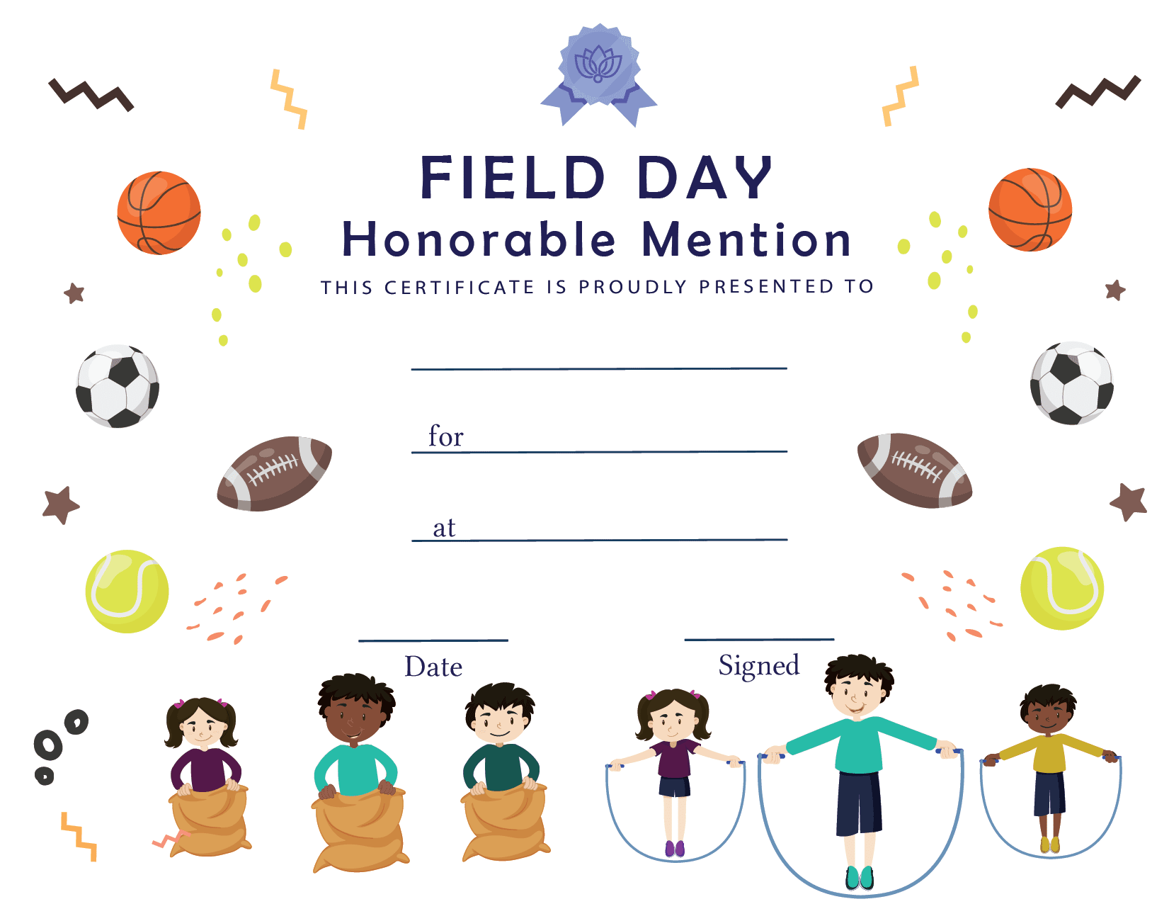 Honorable Mention Field Day Template (Free) | Trophy Central