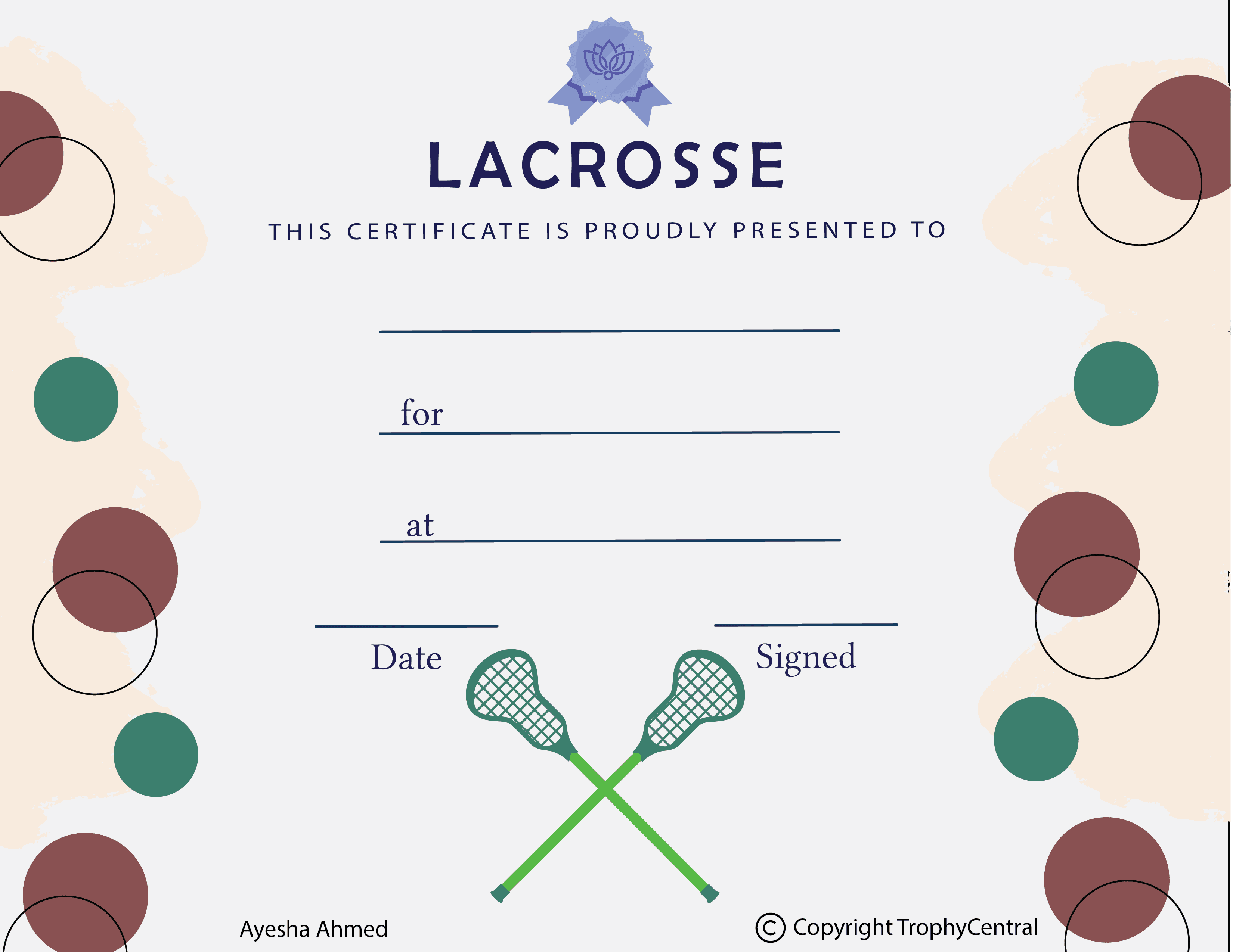 Free Lacrosse Certificate Template | TrophyCentral