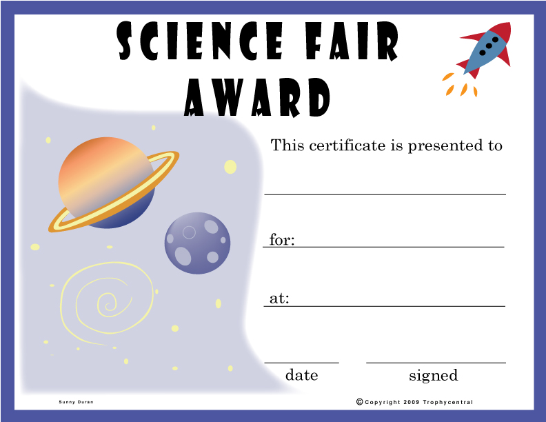 Free Science Fair Certificates, Certificate Free Science Fair
