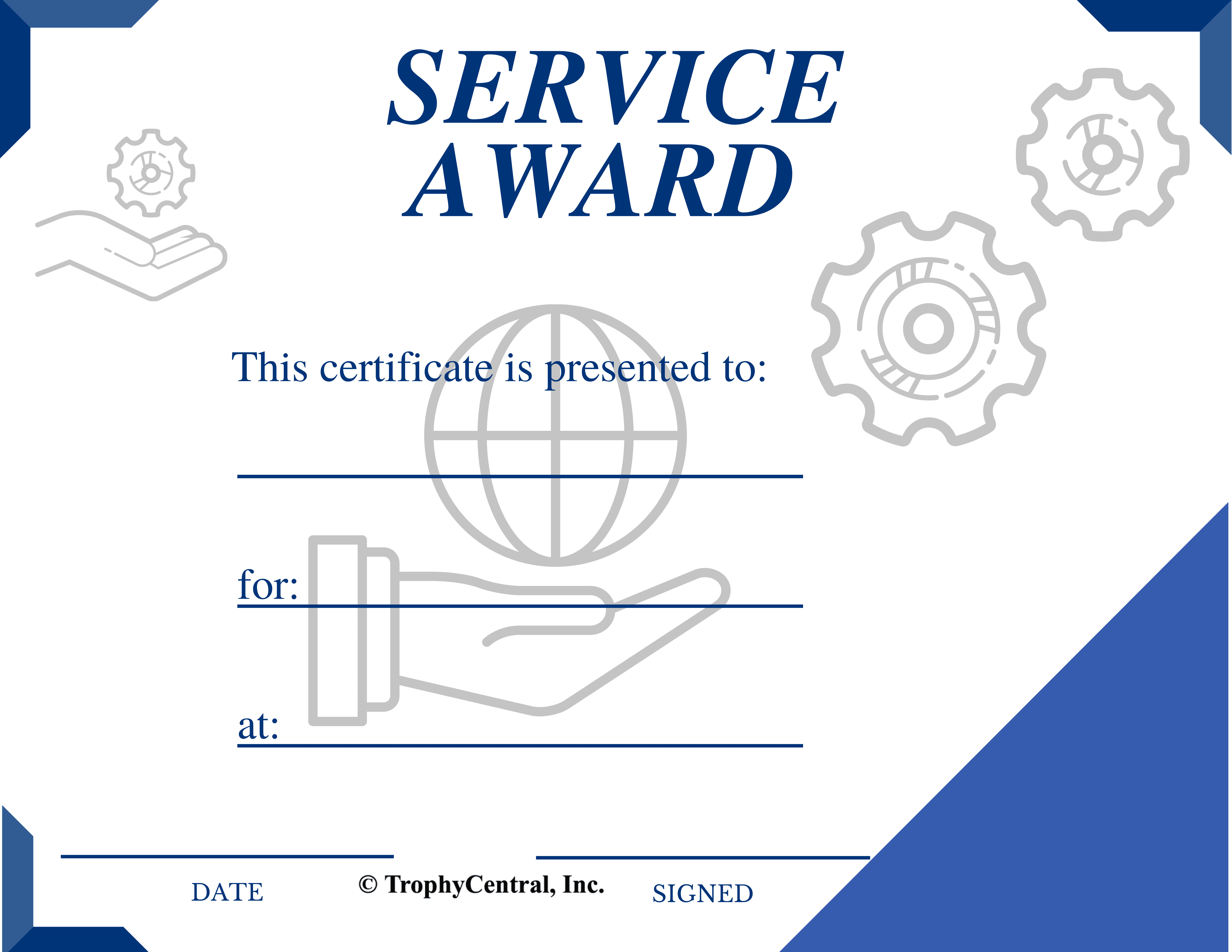 Free Service Award Certificate Template | TrophyCentral