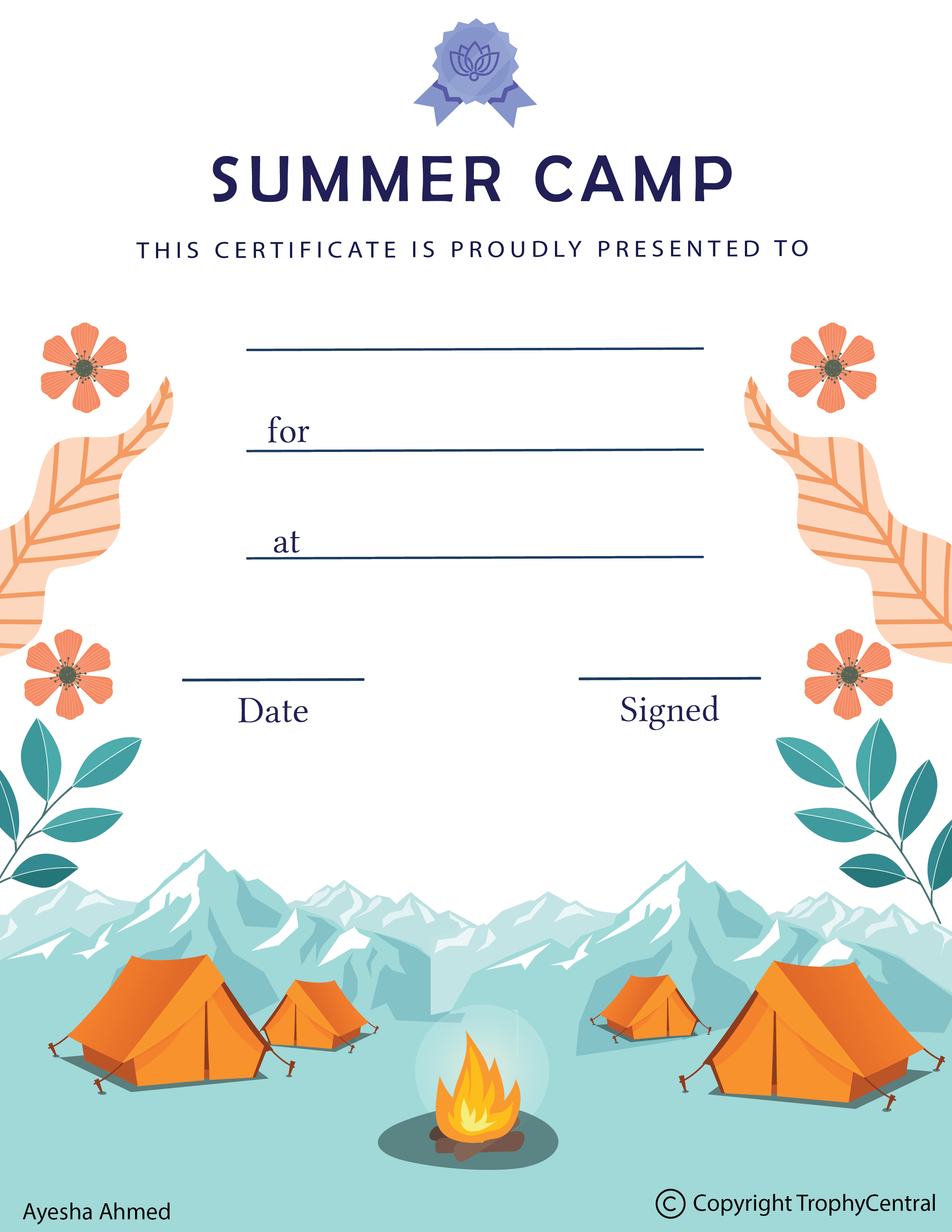 Summer Camp Certificate Template
