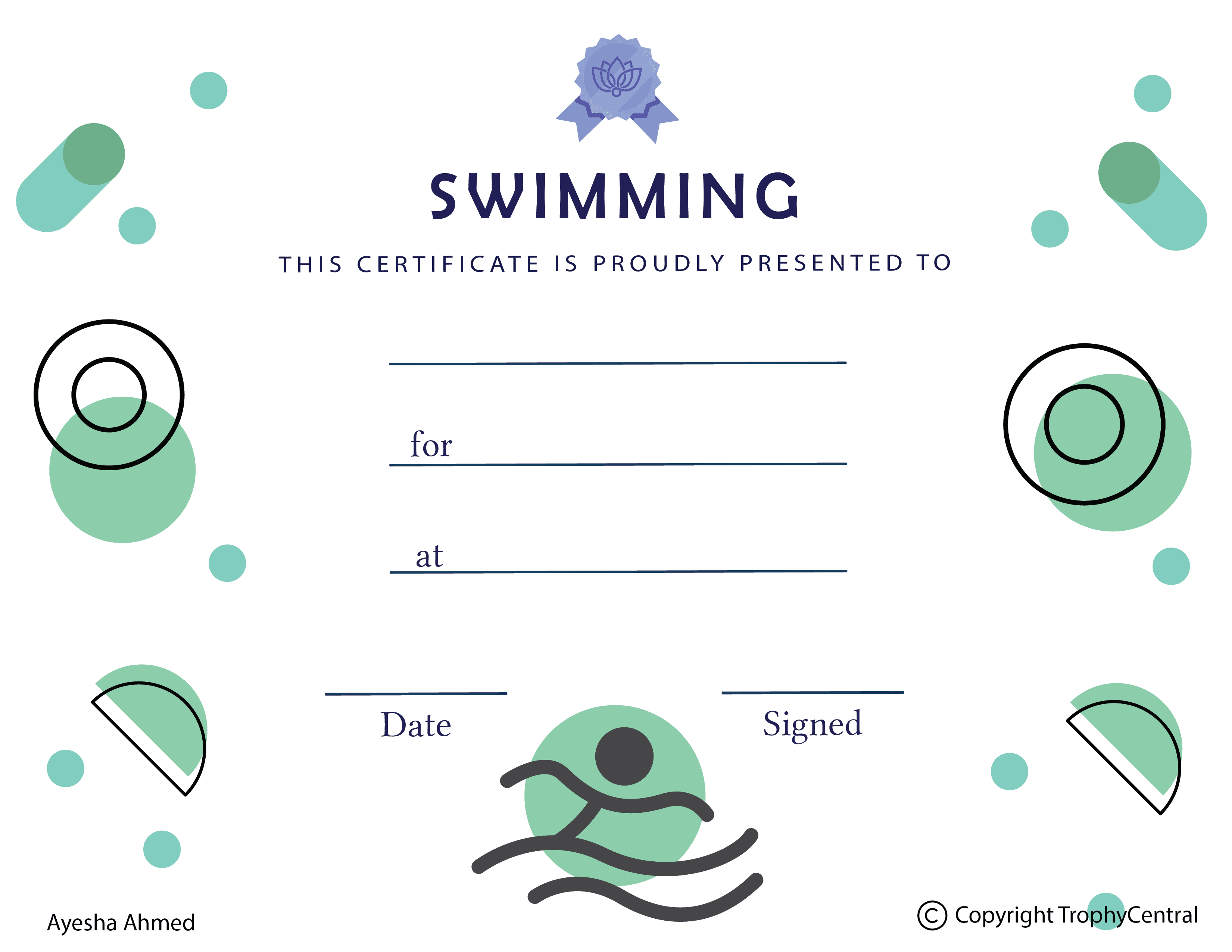 Swimming Certificate Templates