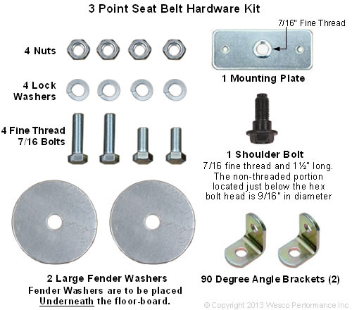 Replacement Seat Belt Installation Instructions - 3 Point Retractable