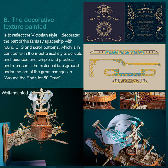 Fantasy Travel Spaceship 3D Wooden Steampunk Puzzle Toy times Quick 