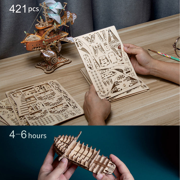 Fantasy Travel Spaceship 3D Wooden Steampunk Puzzle Toy times Quick 
