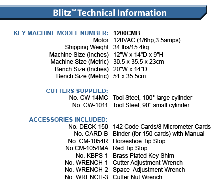 HPC - Original Blitz Key Machine - 1200CMB