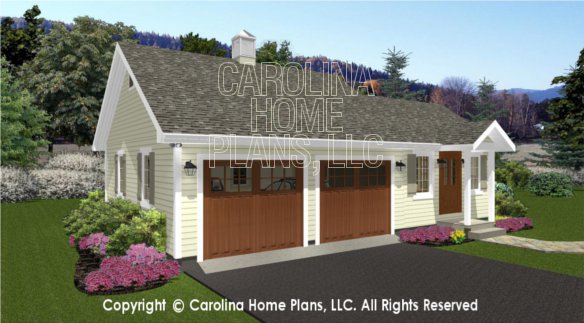 3D Images For CHP-GAR-262-AD | Garage-Workshop 3d House Plan Views