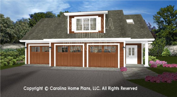 3D Images For CHP-GAR-841-AD | Garage-Apartment 3d House Plan Views