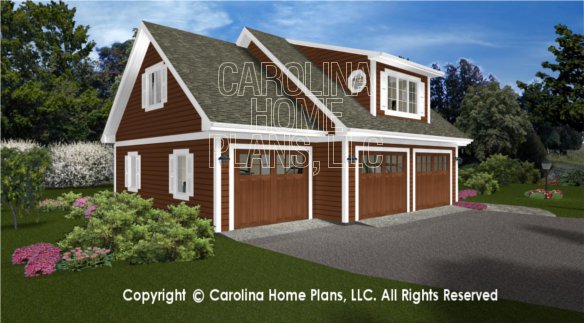 3D Images For CHP-GAR-841-AD | Garage-Apartment 3d House Plan Views