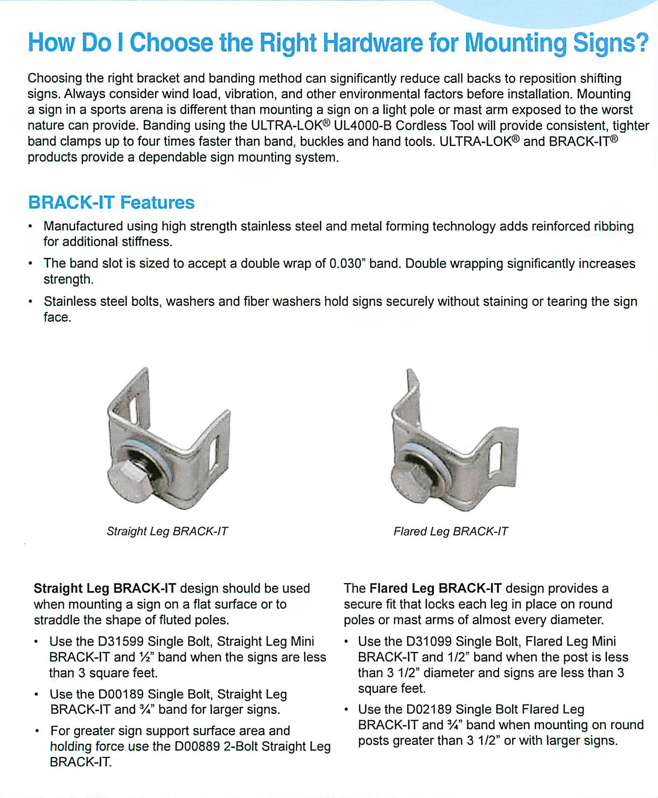 Choosing the Correct Band-It Brack-It - Band-It Applications Product Guide