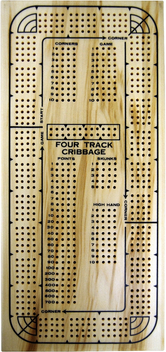 Large Four Track Continuous Cribbage Boards, 4 Track Cribbage