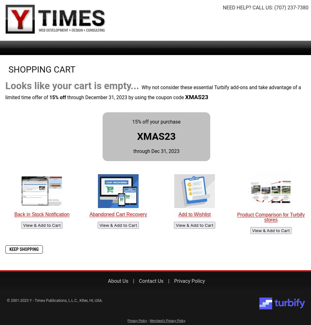 Empty Shopping Cart Page - A Marketing Tool?